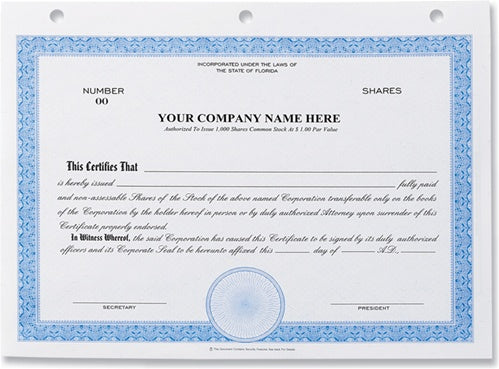 Stock Certificate | Corporate Stock Certificates | Share Certificate ...